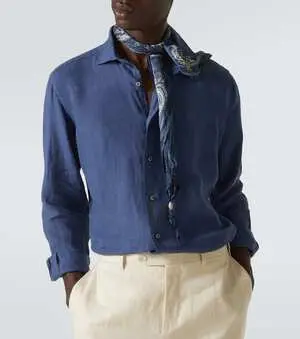 Fedeli Nick Linen Shirt - Blue