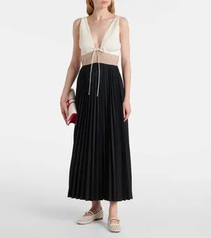 Simkhai Stephanie Pleated Poplin Midi Dress - Multicoloured