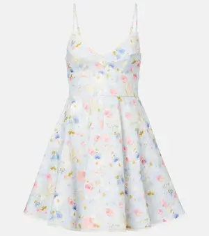 Zimmermann Lucky Floral Linen Minidress - Blue