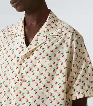 Valentino Garavani Cherryfic Cotton Poplin Bowling Shirt