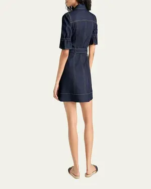 Cinq À Sept Holly Denim Mini Shirtdress With Puff Sleeves