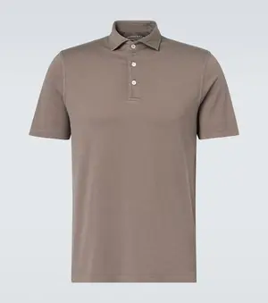 Fedeli Zero Cotton Jersey Polo Shirt - Brown