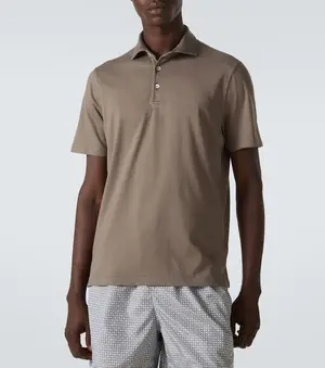 Fedeli Zero Cotton Jersey Polo Shirt - Brown