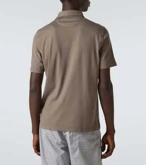 Fedeli Zero Cotton Jersey Polo Shirt - Brown