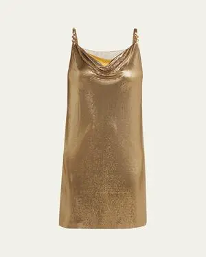 Versace Sleeveless Metal Mesh Mini Dress - Gold