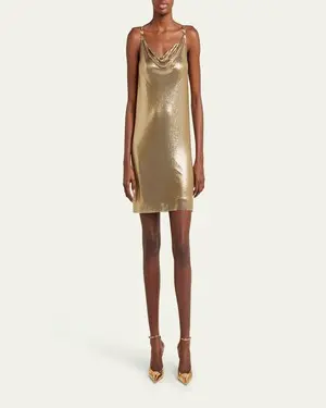 Versace Sleeveless Metal Mesh Mini Dress - Gold