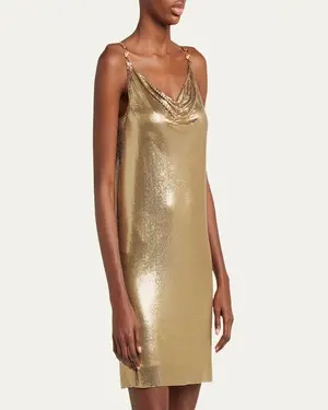 Versace Sleeveless Metal Mesh Mini Dress - Gold