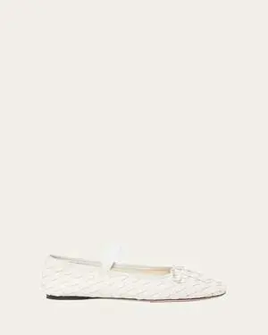 LOEFFLER RANDALL Leonie Woven Lambskin Leather Ballerina Flats - Cream