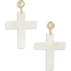 FRASIER STERLING Roma Cross Drop Earrings - Pearl