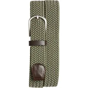 Nordstrom Woven Elastic Belt - Olive- Light Khaki