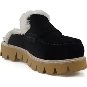 NATIONAL COMFORT Leesa Faux Shearling Lined Clog By - Black