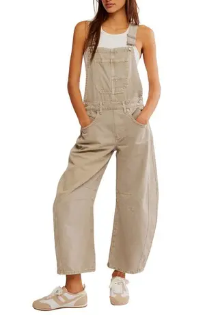 Free People Good Luck Denim Overalls - Cobblestone
