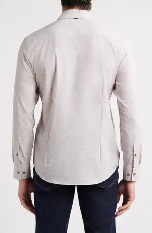 W.R.K Trim Fit Mélange Performance Button-up Shirt - Grey