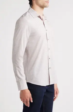 W.R.K Trim Fit Mélange Performance Button-up Shirt - Grey