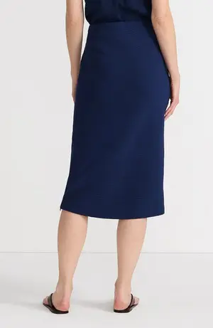 LANDS' END Midi Skirt With Side Zip - Deep Sea Navy