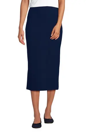 LANDS' END Midi Skirt With Side Zip - Deep Sea Navy