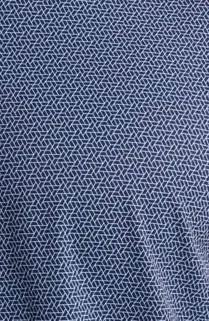 W.R.K Trim Fit Hexagon Print Short Sleeve Performance Button-up Shirt - Navy