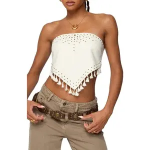 EDIKTED Stud And Tassel Strapless Top