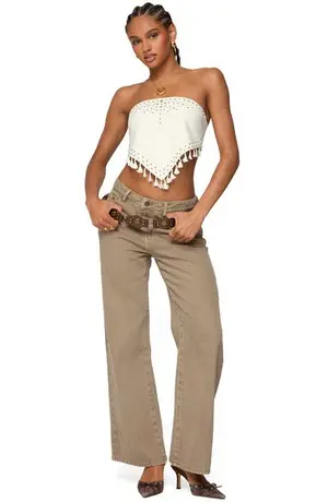 EDIKTED Stud And Tassel Strapless Top
