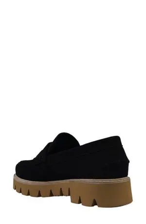 NATIONAL COMFORT Lenna Suede Platform Loafer - Black Suede
