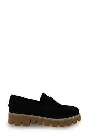 NATIONAL COMFORT Lenna Suede Platform Loafer - Black Suede