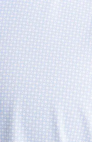 W.R.K Trim Fit Floral Medallion Print Short Sleeve Performance Button-up Shirt - Light Blue