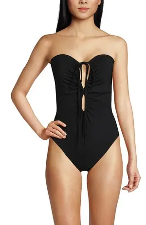 LANDS' END Ruched Multi-way One Piece Swimsuit - Black