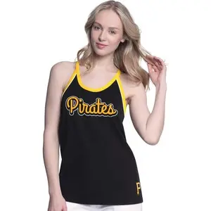 G-III 4HER BY CARL BANKS Pittsburgh Pirates Curveball Racerback Tank Top - Black