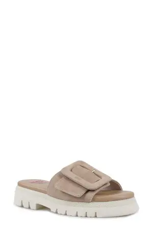 NATIONAL COMFORT Platform Slide Sandal - Natural Suede