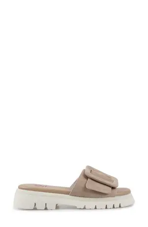 NATIONAL COMFORT Platform Slide Sandal - Natural Suede