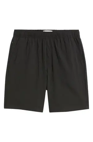 W.R.K Slim Fit Drawstring Seersucker Shorts - Black