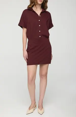 PISTOLA Blythe Stretch Cotton Mini Shirtdress - Cabernet