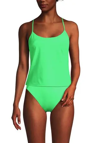 LANDS' END Tugless Quickdry Adjustable Strappy Back Tankini Top Crisp Mint