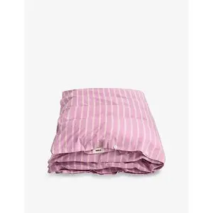 TEKLA Percale King Cotton Duvet Cover - Mallow Pink Stripes