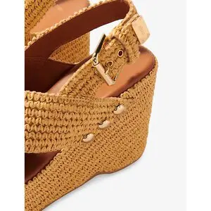 Maje Raffia-effect Heeled Wedge Sandals - Bruns