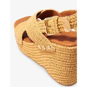 Maje Raffia-effect Heeled Wedge Sandals - Bruns