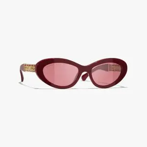 Chanel Cat Eye Sunglasses - Red & Brown