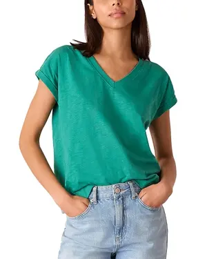 Whistles Willa V-neck Cap Sleeved Tee - Green