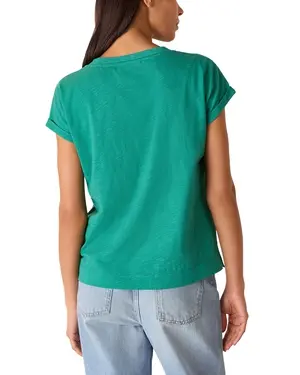 Whistles Willa V-neck Cap Sleeved Tee - Green