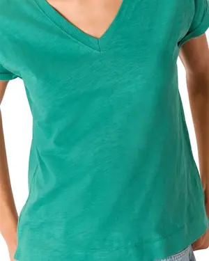 Whistles Willa V-neck Cap Sleeved Tee - Green