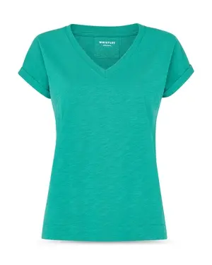 Whistles Willa V-neck Cap Sleeved Tee - Green