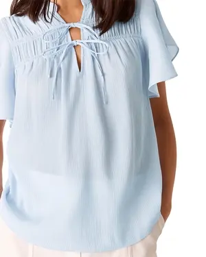 Whistles Flutter Sleeve Tie Front Blouse