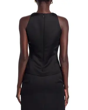 LEO LIN Amelia Top With Embellished Flowers - Ebony