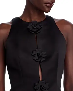 LEO LIN Amelia Top With Embellished Flowers - Ebony