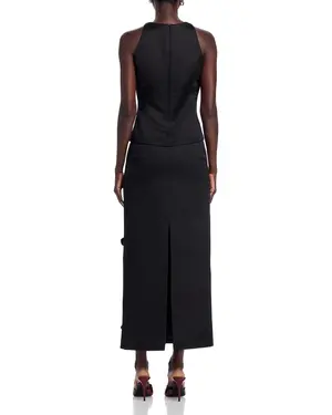 LEO LIN Amelia Top With Embellished Flowers - Ebony