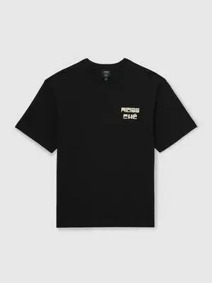 REISS Roda | Ché Cotton Palm-print T-shirt - Black