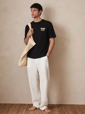 REISS Roda | Ché Cotton Palm-print T-shirt - Black