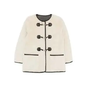 DUNST Collarless Knit Jacket - White
