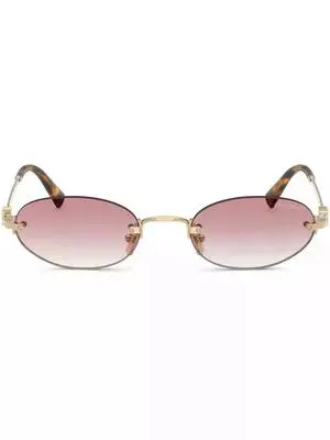 Miu Miu Oval-frame Sunglasses - Gold
