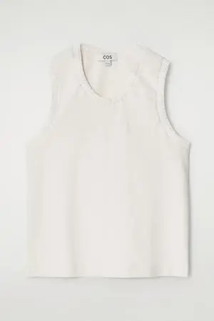 Cos Gathered Cotton Tank Top - White